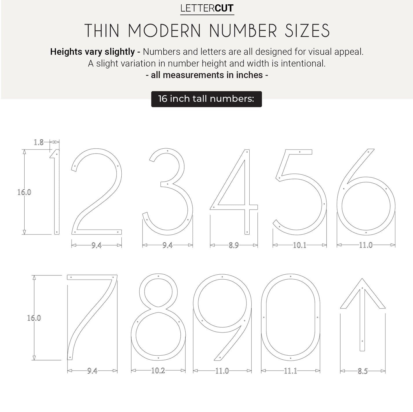 16 inch THIN MODERN large house numbers and letters - LETTERCUT