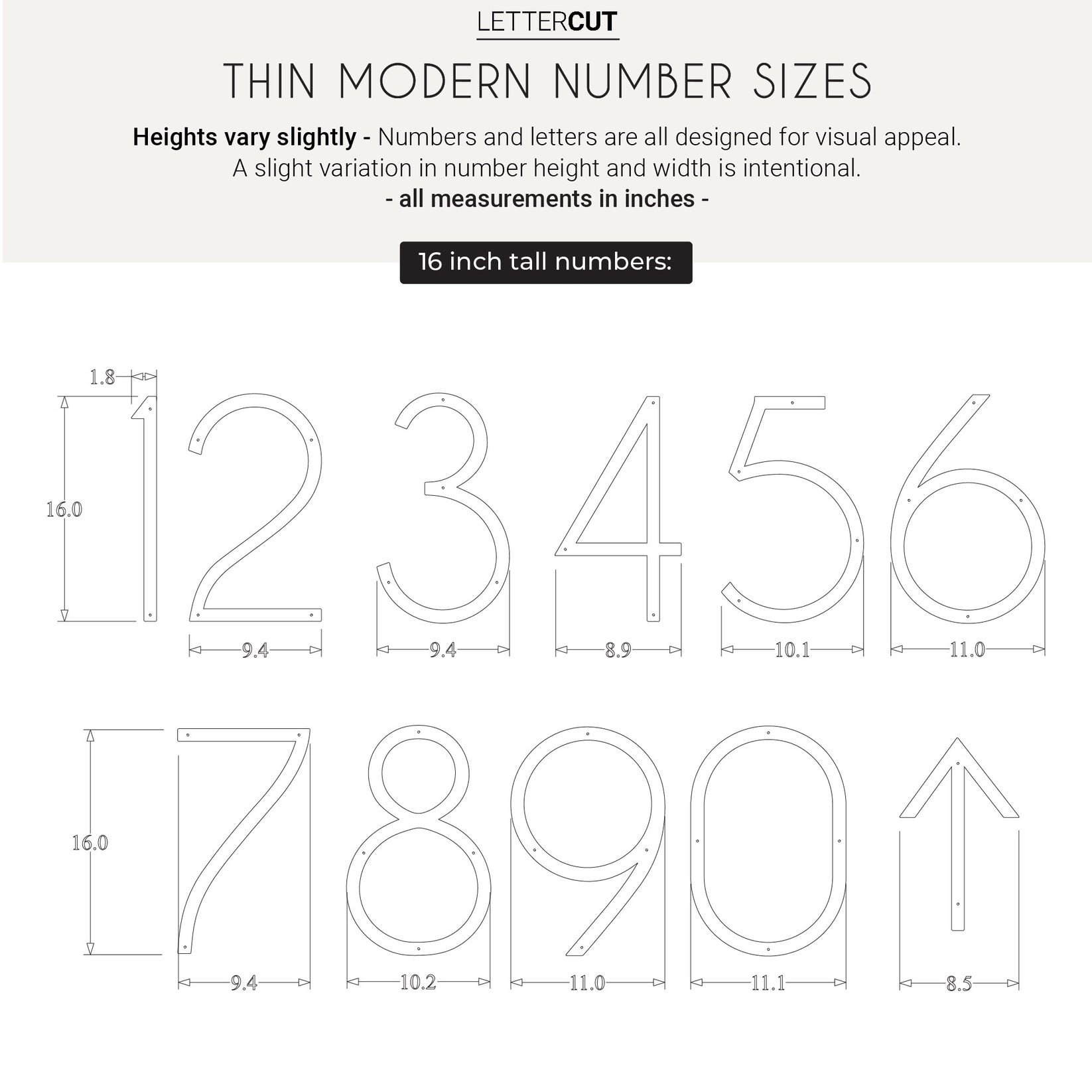 16 inch THIN MODERN large house numbers and letters - LETTERCUT