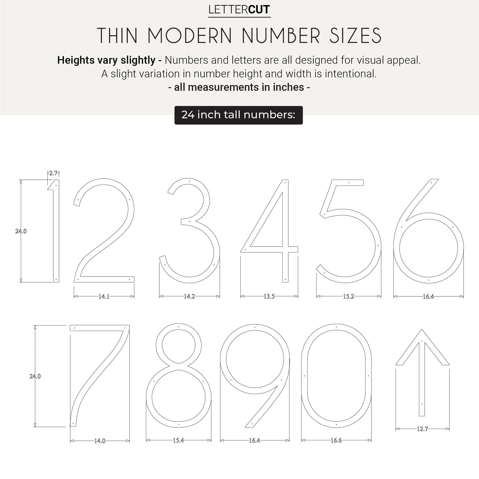 24 inch THIN MODERN large house numbers and letters - LETTERCUT