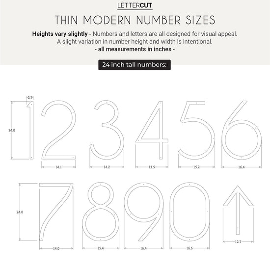 24 inch THIN MODERN large house numbers and letters - LETTERCUT