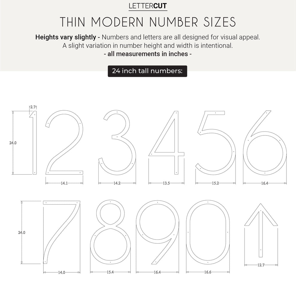 24 inch THIN MODERN large house numbers and letters - LETTERCUT