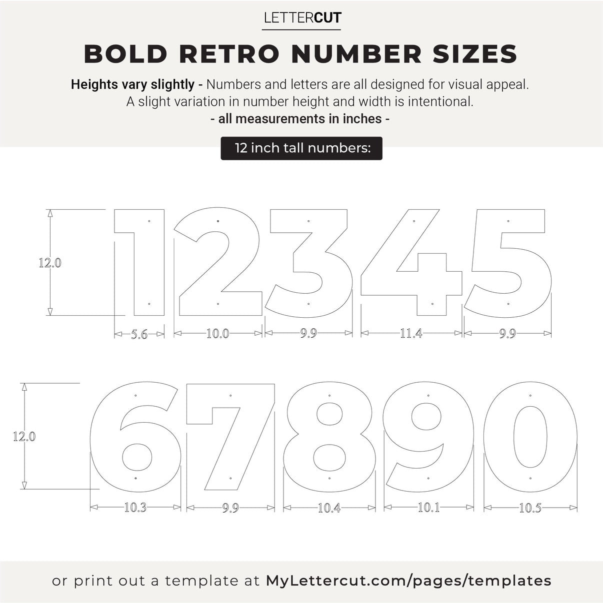 12 inch BOLD RETRO House Numbers – LETTERCUT