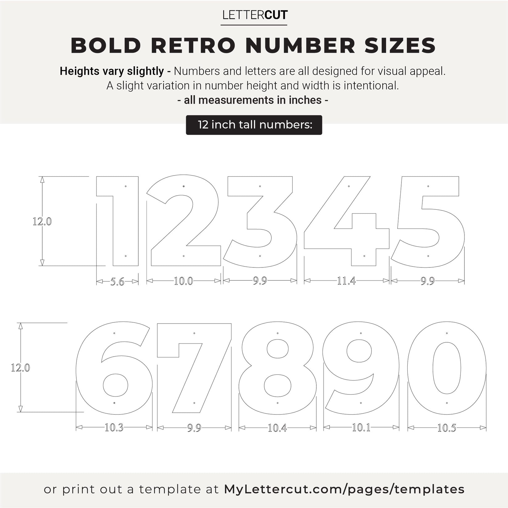 12 inch BOLD RETRO House Numbers – LETTERCUT