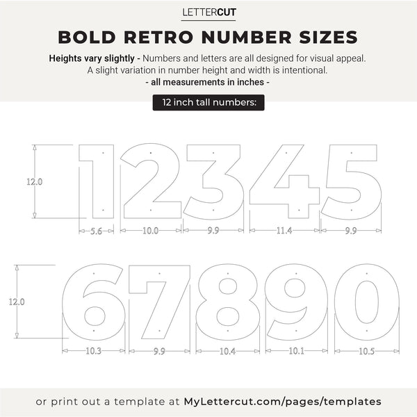 12 inch BOLD RETRO House Numbers – LETTERCUT