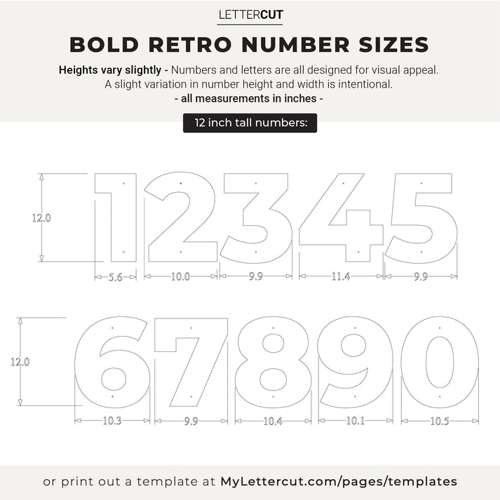 12 inch BOLD RETRO House Numbers – LETTERCUT