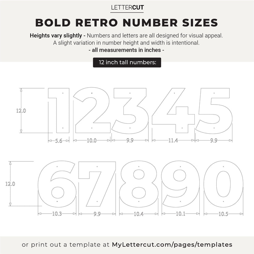 12 inch BOLD RETRO House Numbers – LETTERCUT