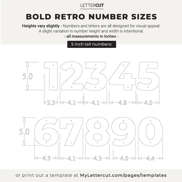 5 inch BOLD RETRO House Numbers – LETTERCUT