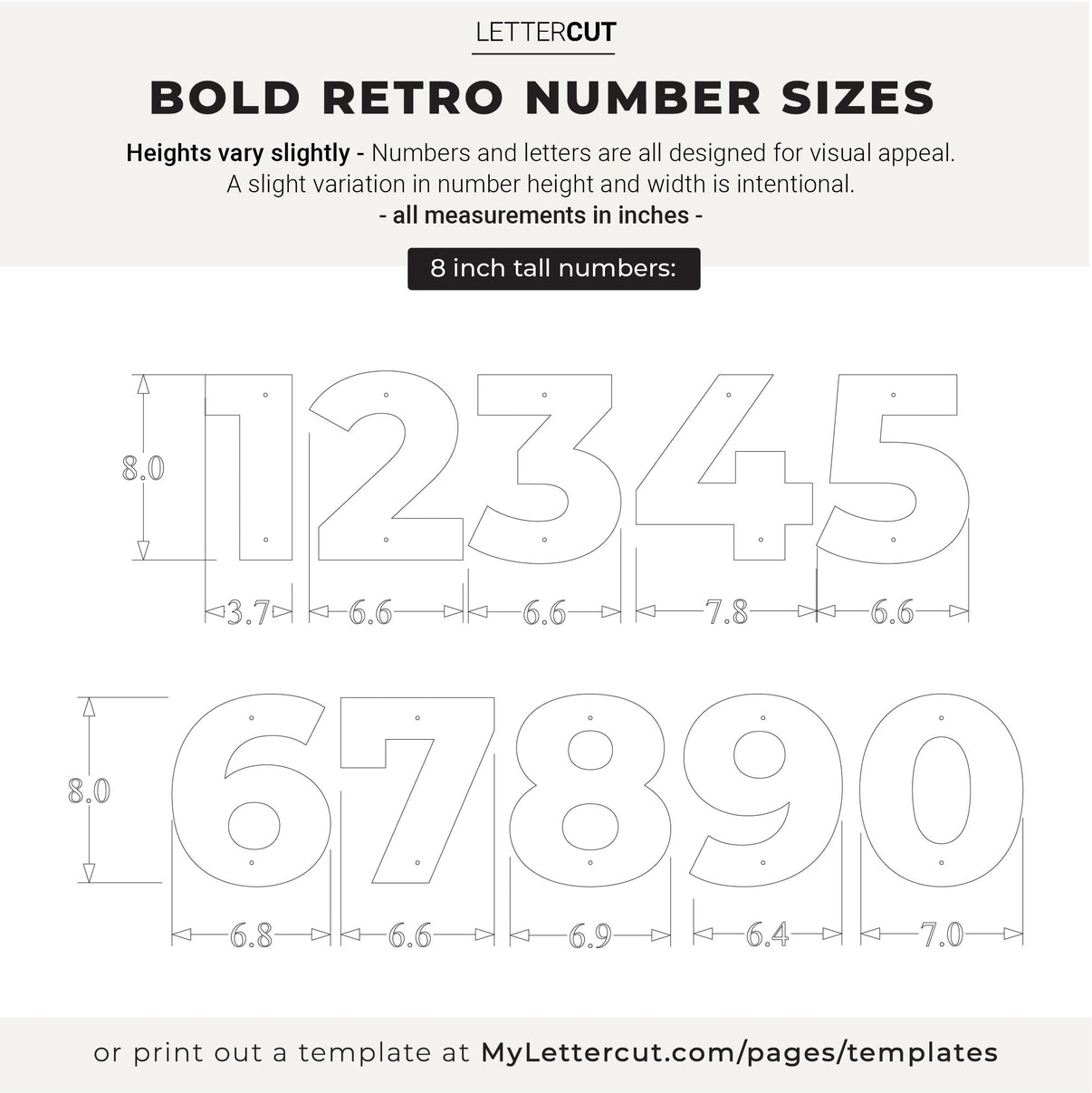 8 inch BOLD RETRO House Numbers – LETTERCUT