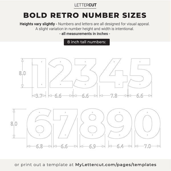 8 inch BOLD RETRO House Numbers – LETTERCUT