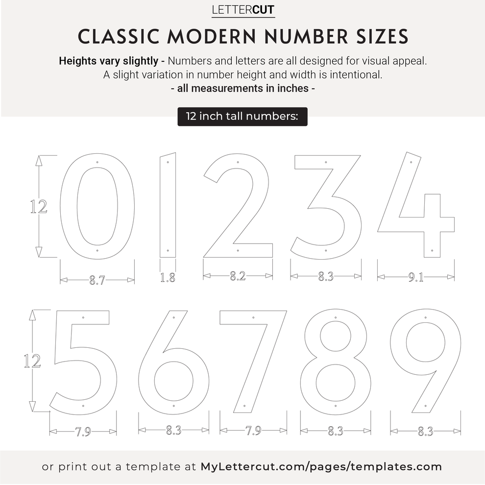 12 inch CLASSIC MODERN house numbers for address signs – LETTERCUT