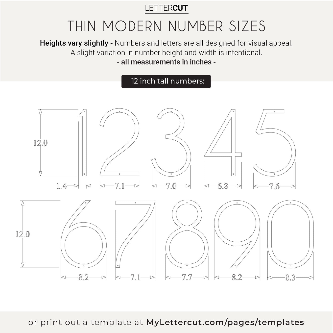 12 inch THIN MODERN House Numbers and Letters – LETTERCUT