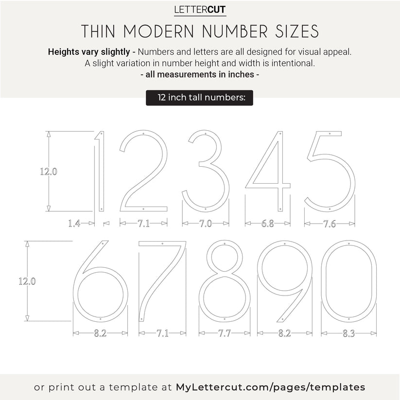 12 inch THIN MODERN House Numbers and Letters – LETTERCUT