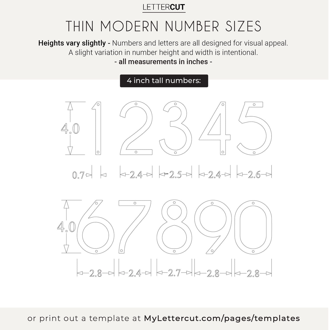 4 inch THIN MODERN house numbers and letters - LETTERCUT