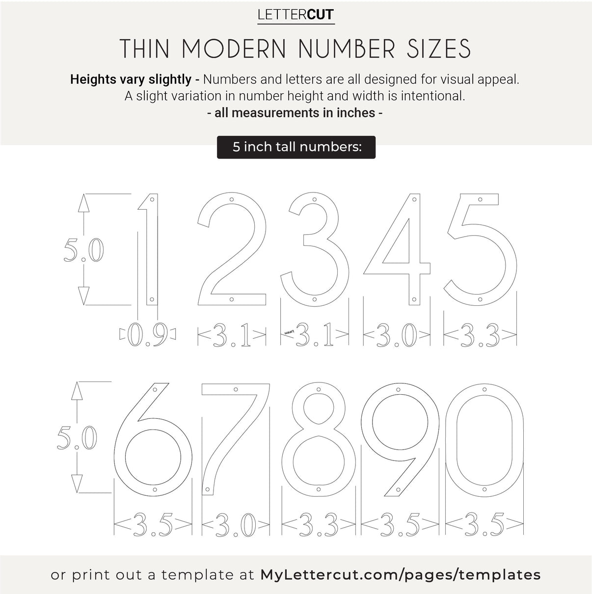 5 inch THIN MODERN address numbers and letters – LETTERCUT
