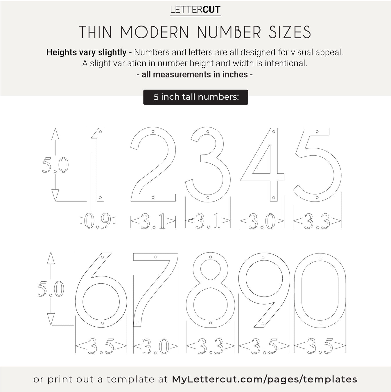 5 inch THIN MODERN address numbers and letters – LETTERCUT