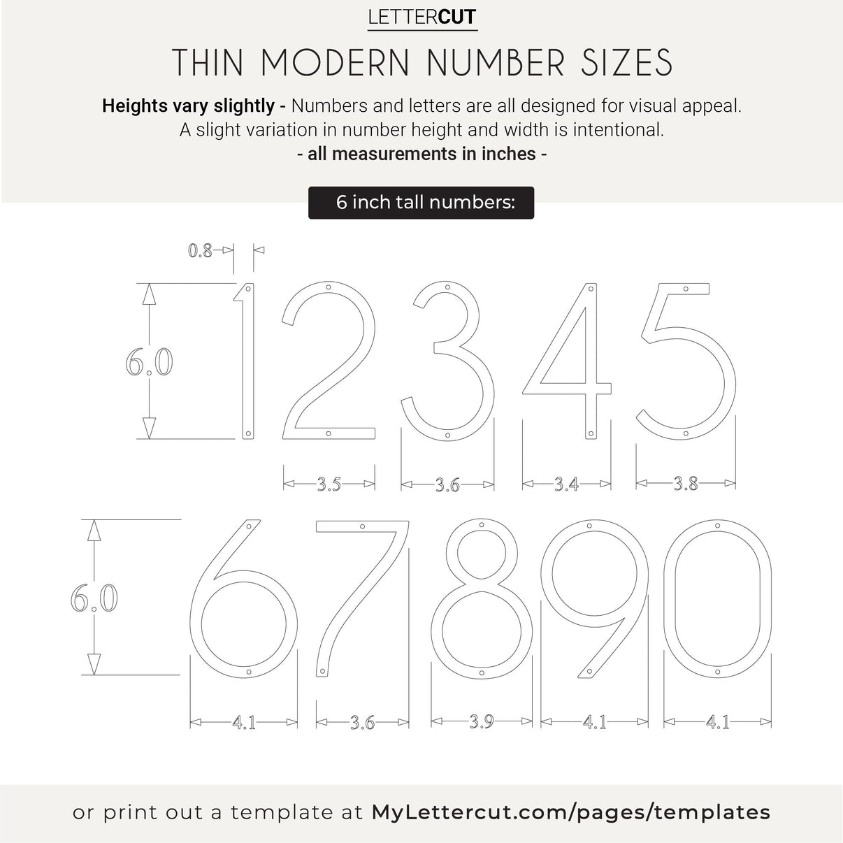 6 inch THIN MODERN house numbers and letters - LETTERCUT