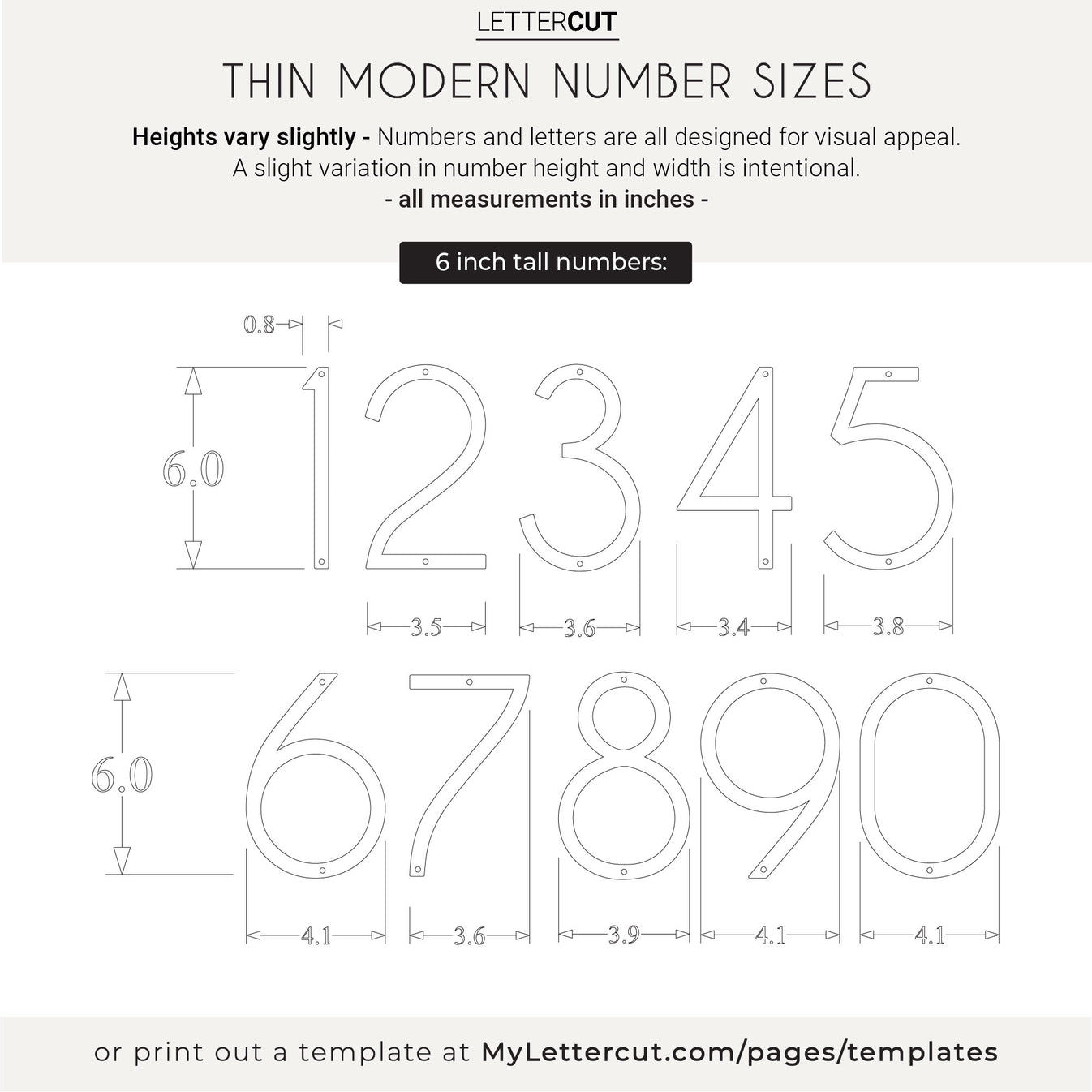 6 inch THIN MODERN house numbers and letters - LETTERCUT
