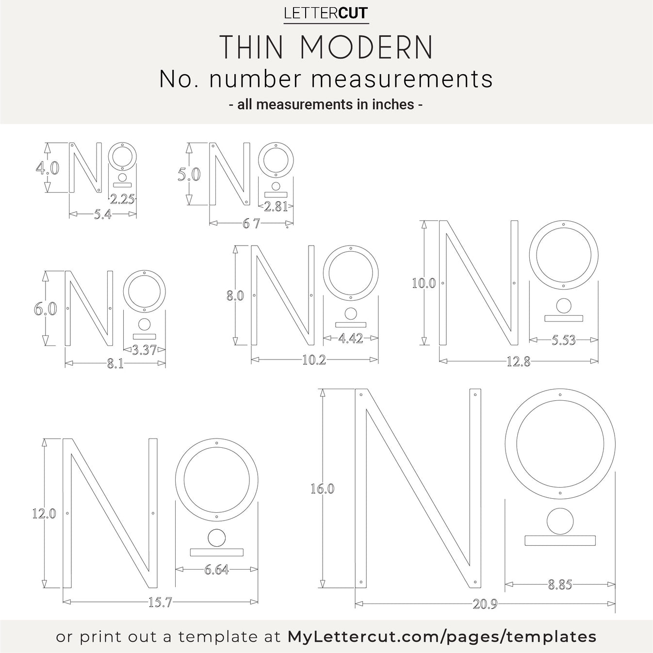 16 inch THIN MODERN large house numbers and letters - LETTERCUT