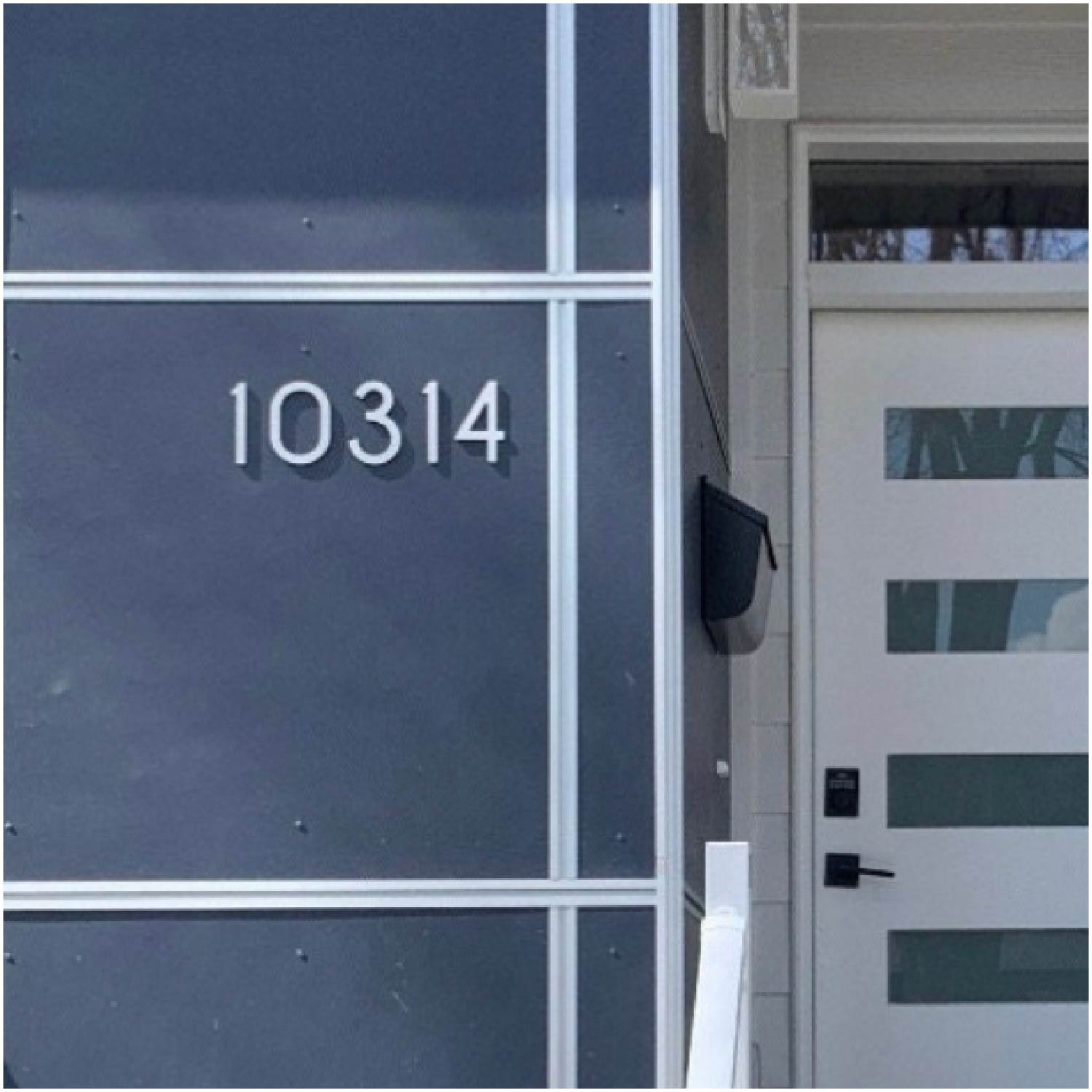 House Number Plaque for address sign with THIN MODERN 5 inch numbers ...